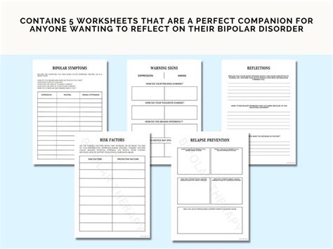 Bipolar Therapy Worksheets Bipolar Journal Printable Bipolar Disorder