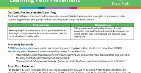 Understanding Exact Path Learning Path Placement Edmentum