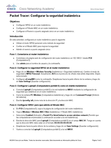 12 2 5 8 Packet Tracer Configure Wireless Security Pdf Enrutador Computación Macintosh