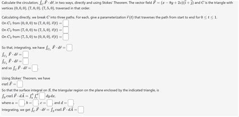 solved calculate the circulation ∫cf⃗· d r⃗ in two ways directly and using stokes theorem