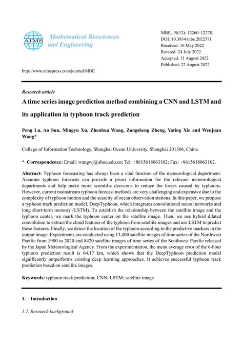 Pdf A Time Series Image Prediction Method Combining A Cnn And Lstm