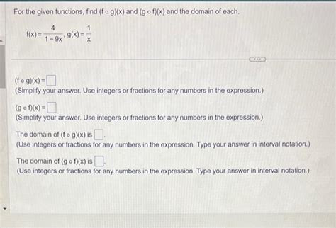 Solved For The Given Functions Find F∘gx And G∘fx