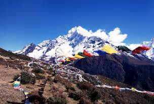 ネパール･ヒマラヤ・トレッキング写真館 祈祷旗とタムセルク Tarcho Tibetan Prayer Flag And