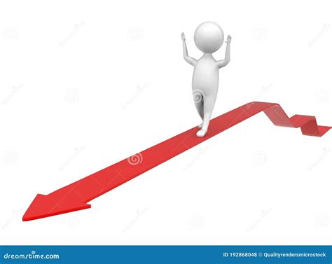 3d Man Walking Through Elevated Higher Level Static Arrow Concept Stock