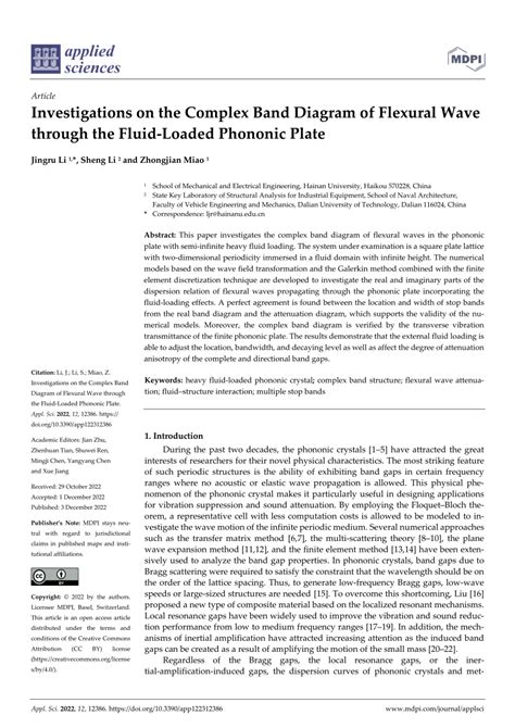 Pdf Investigations On The Complex Band Diagram Of Flexural Wave Through The Fluid Loaded