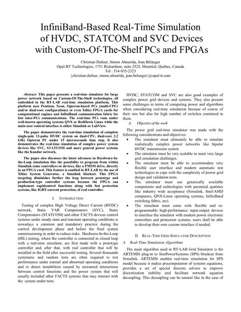 Pdf Infiniband Based Real Time Simulation Of Hvdc Statcom And Svc Devices With Commercial
