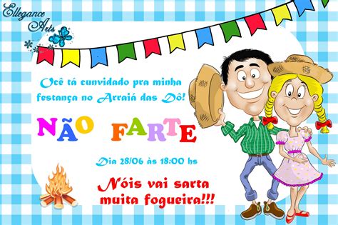 Convite Digital FESTA JUNINA Azul Mod1 Ellegance Arts Elo7