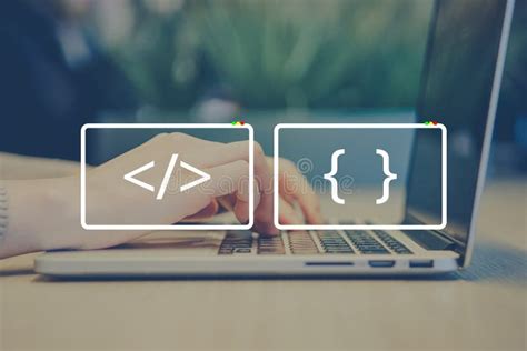 Professional Programmer Concept With Abstract Coding Icons Stock Image
