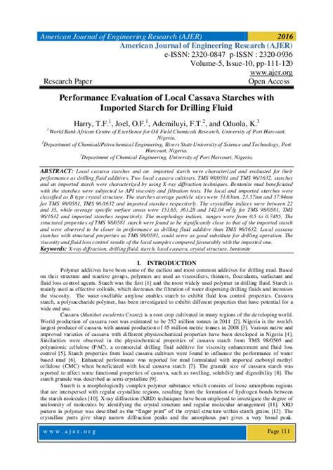 Pdf Performance Evaluation Of Local Cassava Starches With Imported