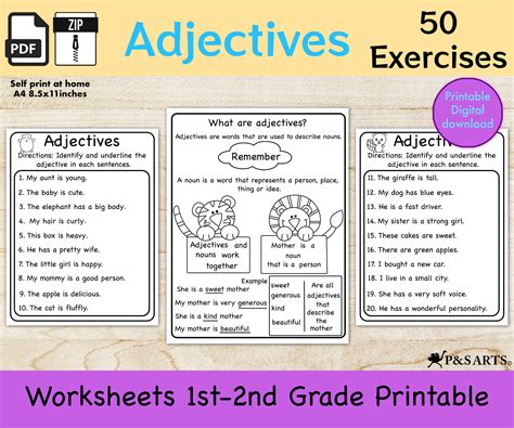 Adjective Worksheets For Grade 1