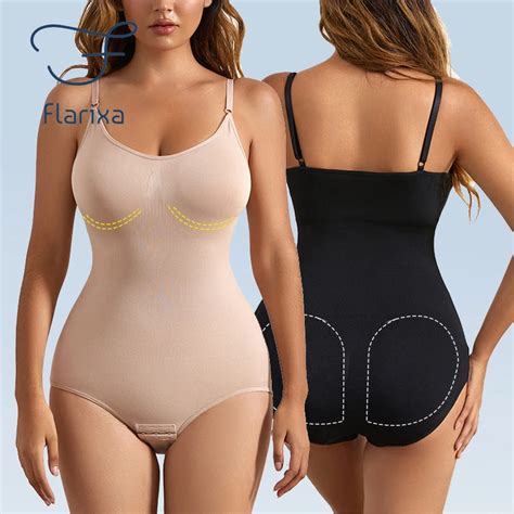 Flarixa Bodyshaper Sem Costura Para Mulheres Bodysuit Crotch Aberto