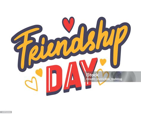 우정의 날 타이포그래피 와 낙서 그림 흰색 배경에 격리 티셔츠 인쇄 디자인 요소 인사말 카드 인용문에 대한 슬로건 손으로 쓴 편지와 마음 벡터 일러스트레이션 T 셔츠에 대한
