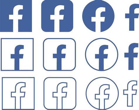 Facebook Icon In Flat And Line Set Logo With Shadow Isolated On A