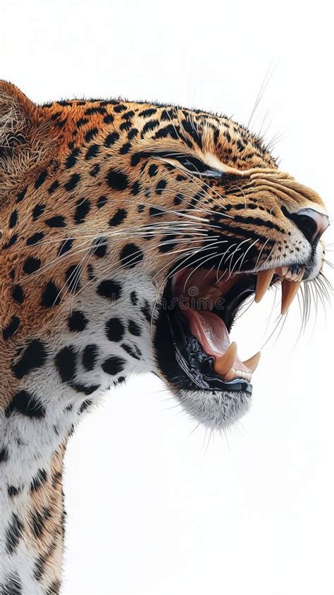 Close Up Of A Roaring Leopard Showing Teeth And Distinctive Fur