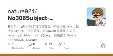 GitHub nature924 No306Subject Competition Management 基于Springboot的学科