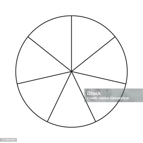 Circle Divided In 7 Segments Pizza Or Pie Round Shape Cut In Equal