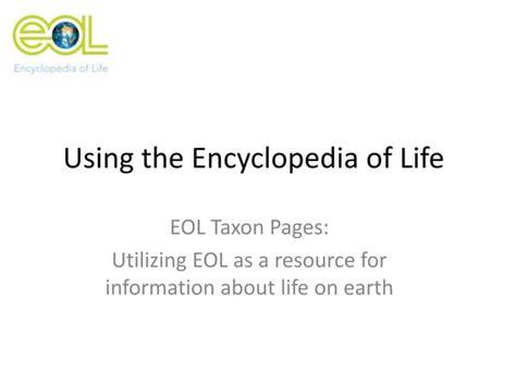 Using Eol Taxon Pages Ppt