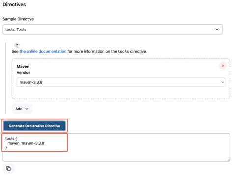 generate the code for jenkinsfile using declarative directive generator devopspilot