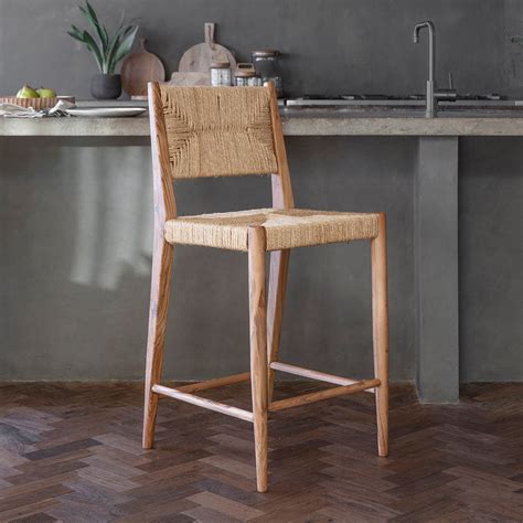 Lohanda Acacia And Munja Grass Counter Chair Natural — Kayu Home
