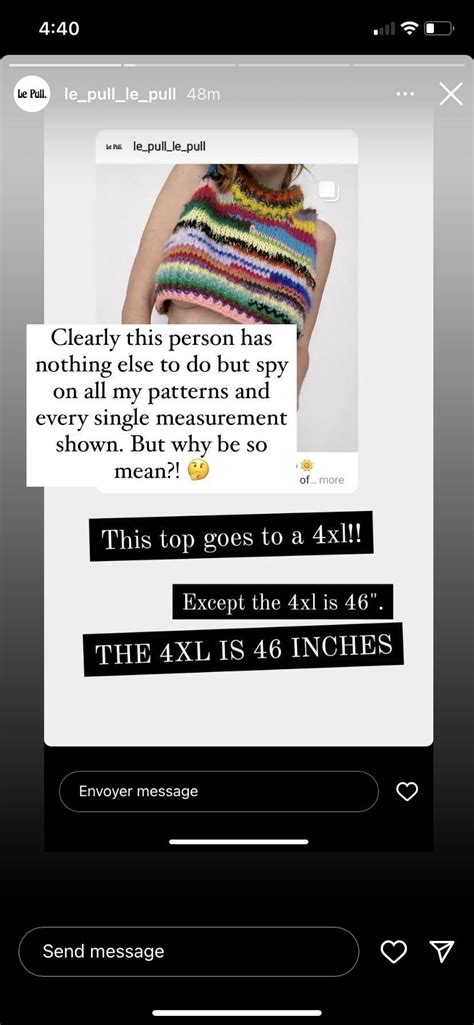 le pull mocks criticism for not being size inclusive r craftsnark