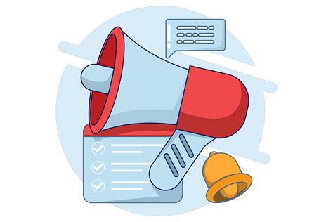 concept of notification via call megaphone and pop up tooltips alert