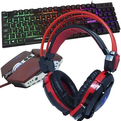 Kit Teclado Semi Mecânico Mouse Headset Gamer Usb P2 Abnt2 Led Bk 152c