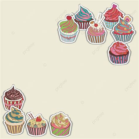 Cupcake Pattern Border Food Cookie Background Vector Food Cookie