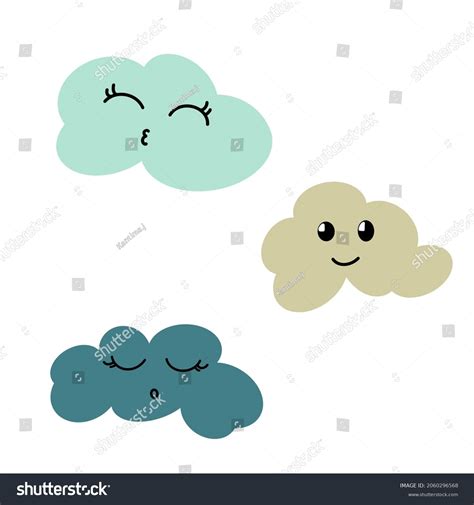 Cute Cloud Illustration Drawing Cartoon Style Stock Illustration