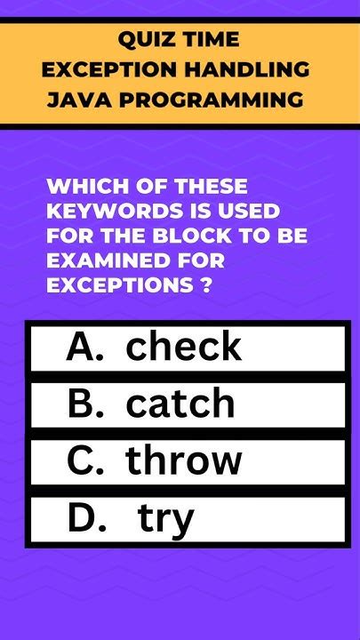 Quiz Time Exception Handling Java Programmingjavashortsinterview Youtube