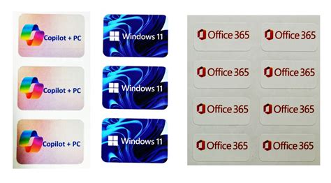 3x High Quality Windows 11 3x Copilot 8x Office 365 Logo Sticker