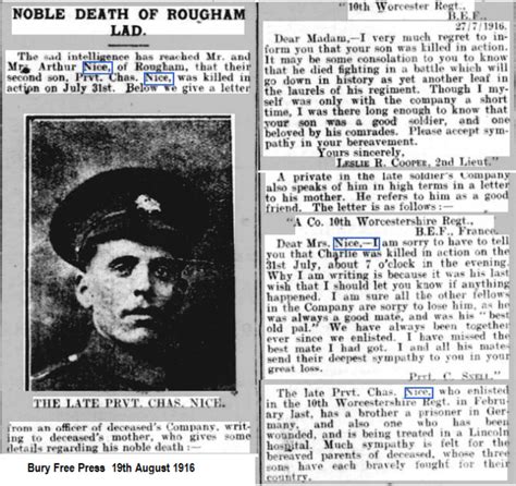 Charles Nice Is Commemorated On The Thiepval Memorial Somme Pierface 2c