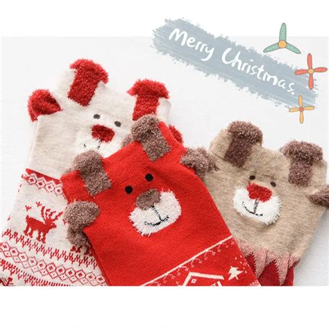 New Women Sock Winter Warm Christmas Ts Stereo Socks Soft Cotton