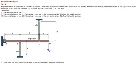 Solved A Rigid Bar ABCD Is Supported By Two Bars As Shown Chegg