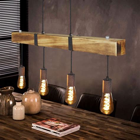 Gbly Suspension Vintage Lampe De Table à Manger En Bois Rétro Avec