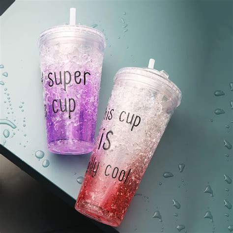 Double Wall Acrylic Insulated Freezer Tumbler With Lid And Straw