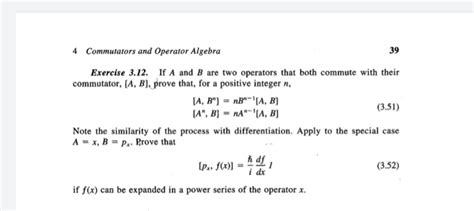 Solved 4 Commutators And Operator Algebra 39 Exercise 312
