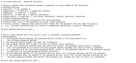 Solved In Class Exercise Password Validator Create A Chegg