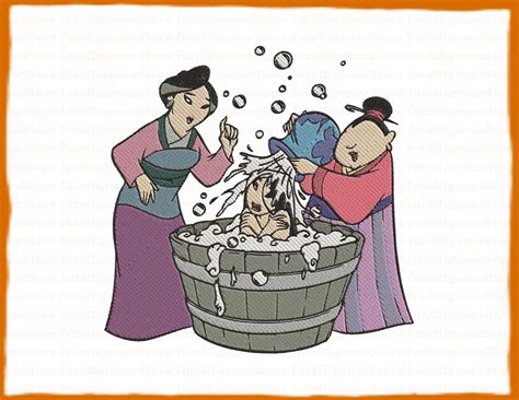 Fa Mulan Bath Filled Embroidery Design Instant Download Etsy