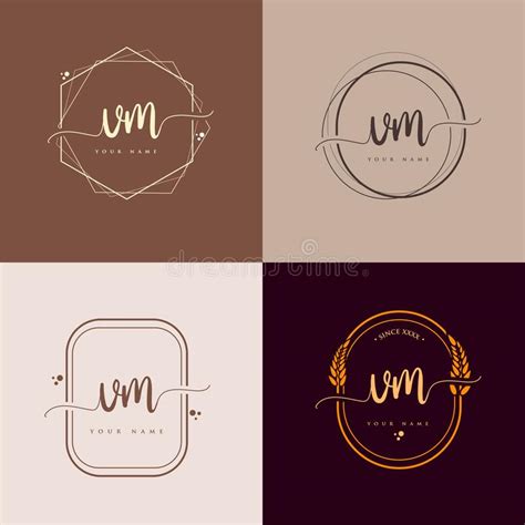 Conjuntos Vm De Vectores De Logotipo De Escritura A Mano Inicial