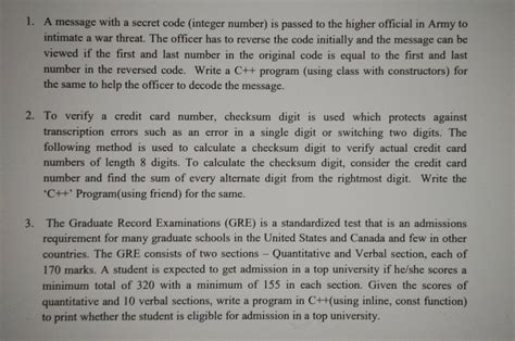 solved 1 a message with a secret code integer number is