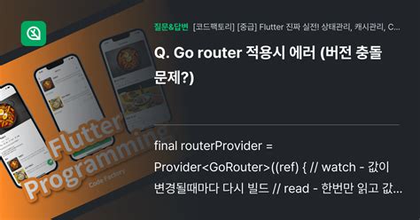 Go Router 적용시 에러 버전 충돌 문제 인프런 커뮤니티 질문and답변