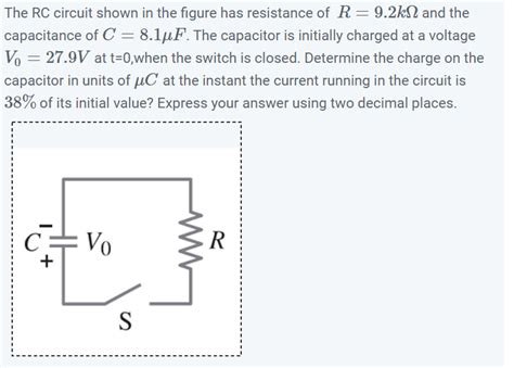 Solved The RC Circuit Shown In The Figure Has Resistance Of Chegg