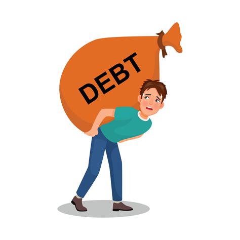Young Businessman On Debt Showing Carrying Big Debt Bag Burden On His Back On Financial Crisis