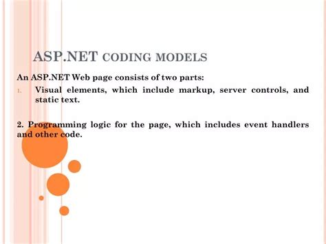 PPT ASP NET Coding Models PowerPoint Presentation Free Download ID 4880603