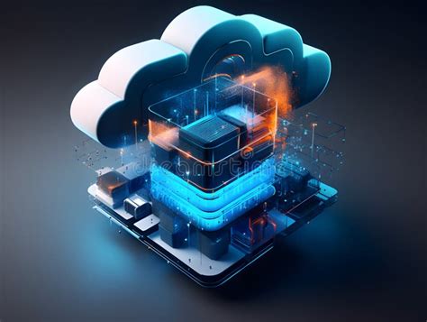 Cloud Data Storage Database Concept Ai Generated Stock Illustration