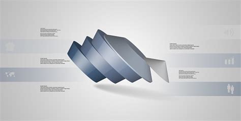 3d 그림 Infographic 템플릿입니다 라운드 국방부는 5 색 부분에 분할 된다 개체는 비스듬히 회색 흰색 바탕에 배열