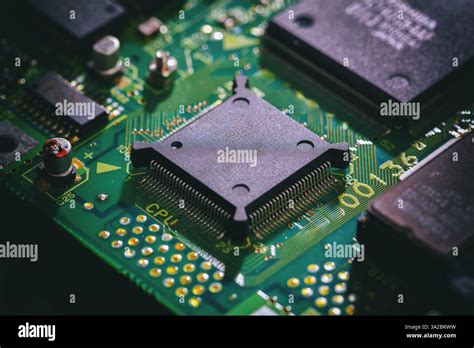 Computer Circuit Board Closeup Cpu Central Processing Unit Electronic Components And Wiring
