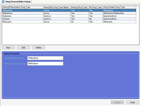 Drug Screen Rules Setup