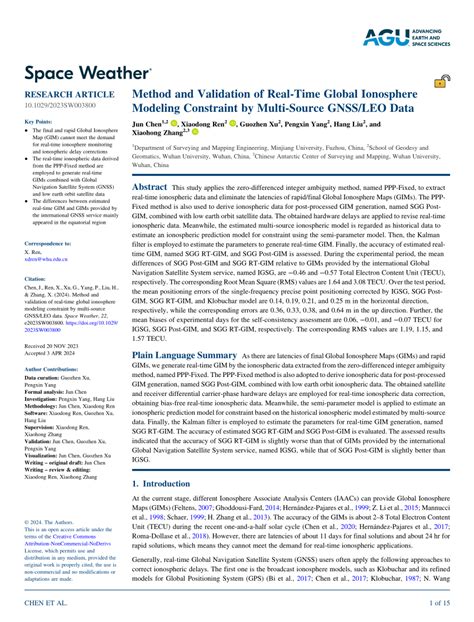 PDF Method And Validation Of RealTime Global Ionosphere Modeling