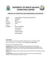 MySQL Database Assignment Docx UNIVERSITY OF DAR ES SALAAM COMPUTING